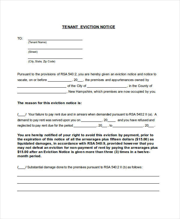 Tenant Notice - 6+ Examples, Format, Pdf