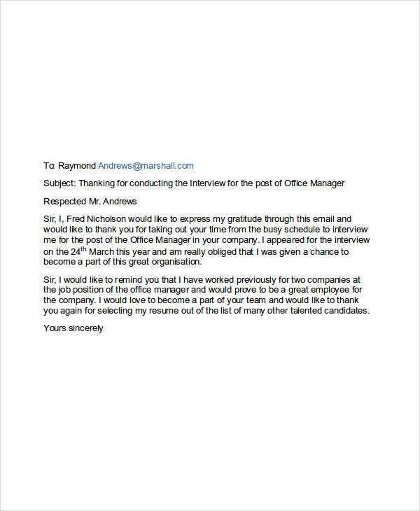 Interview Email - 22+ Examples, Format, Pdf | Examples