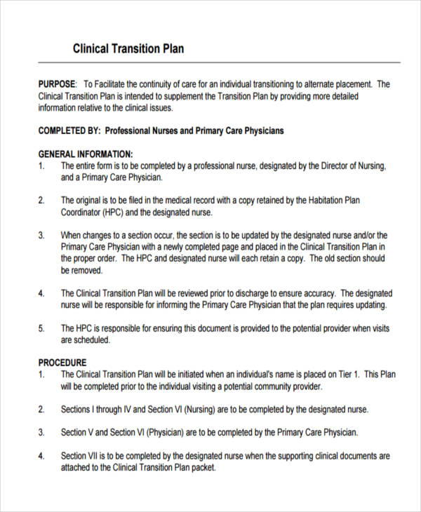 Transition Plan 12 Examples Format Pdf Examples