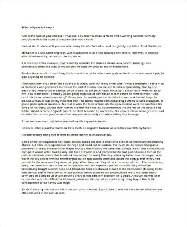 Tribute Funeral Eulogy Speech Sample Blogs