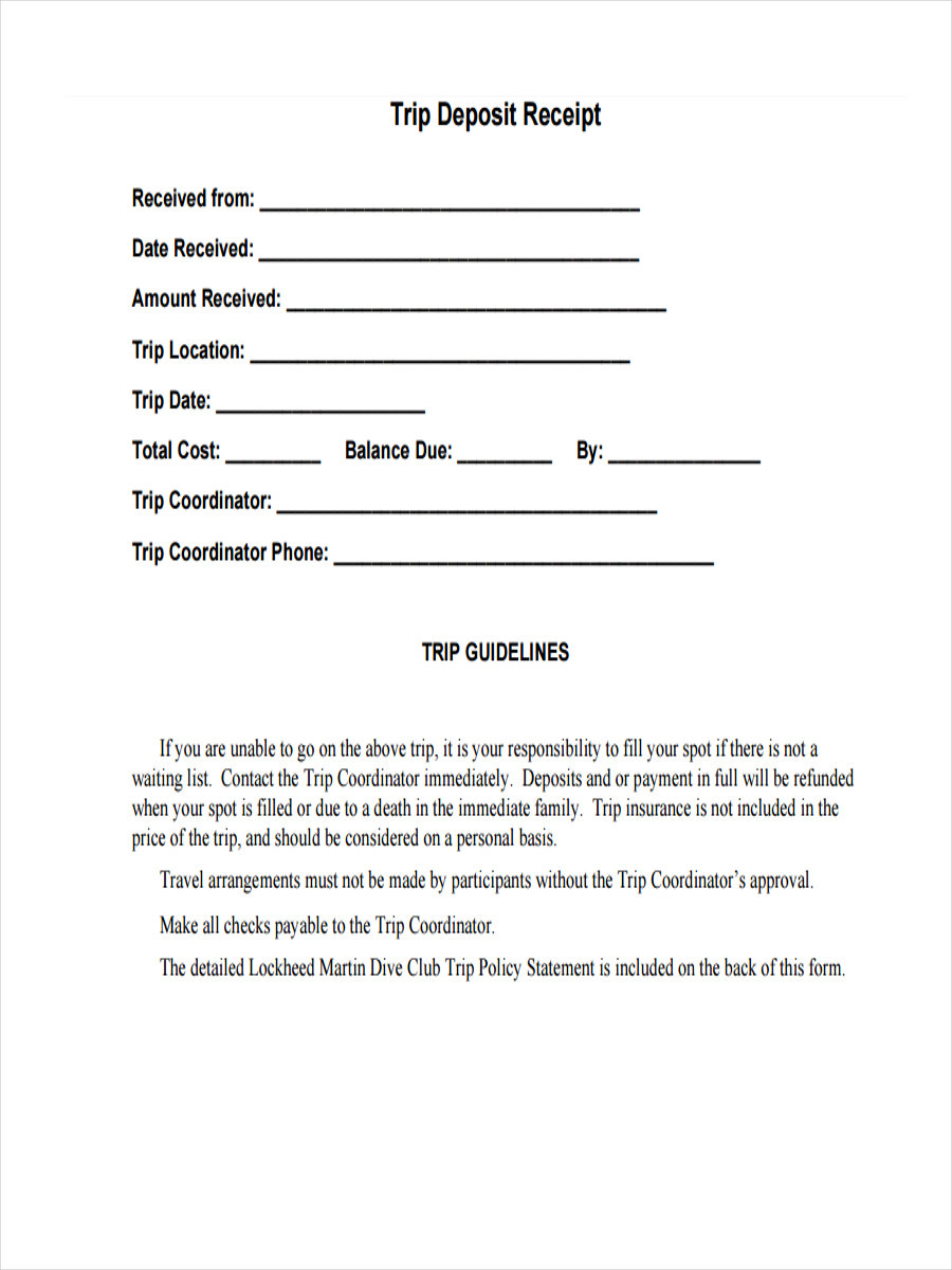 Deposit Receipt - 8+ Examples, Format, Pdf | Examples