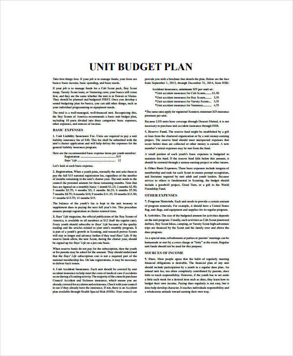 Budget Plan - 14+ Examples, Format, Pdf | Examples