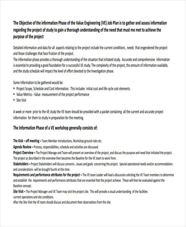 Job Plan - 7+ Examples, Format, Pdf | Examples