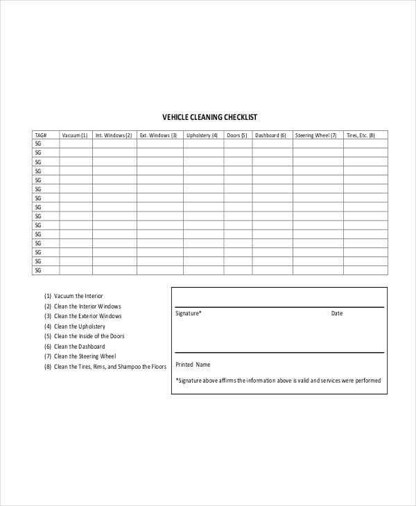 Vehicle Checklist - 19+ Examples, Format, Pdf | Examples