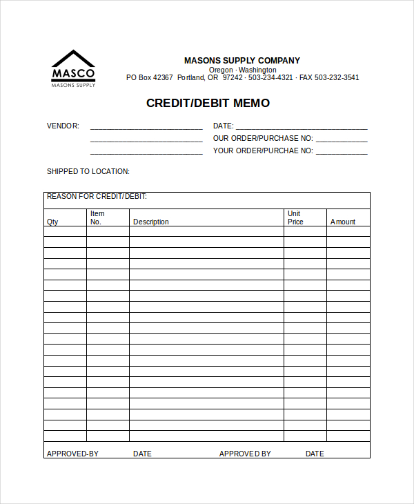 Debit Memo - 11+ Examples, Format, Pdf | Examples