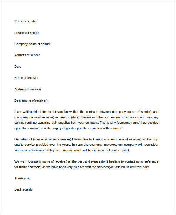 Vendor Termination Letter Sample Collection Letter Template Collection