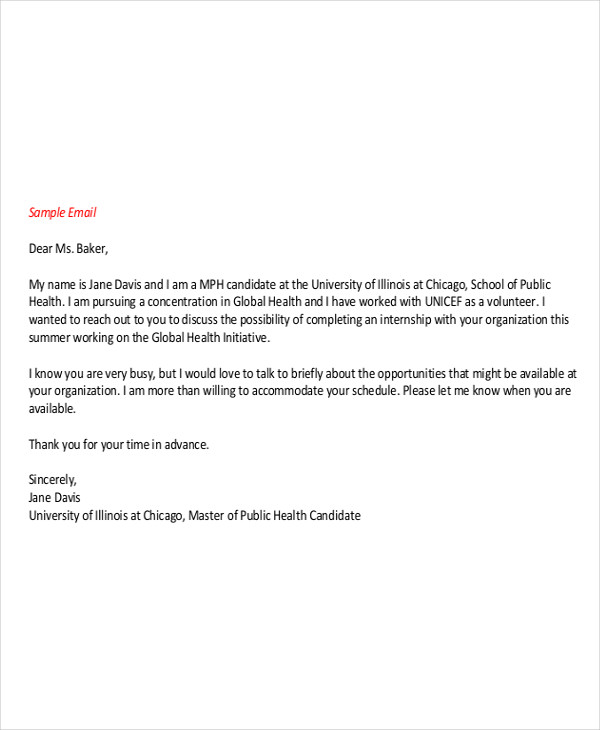 6 Internship Email Examples Samples