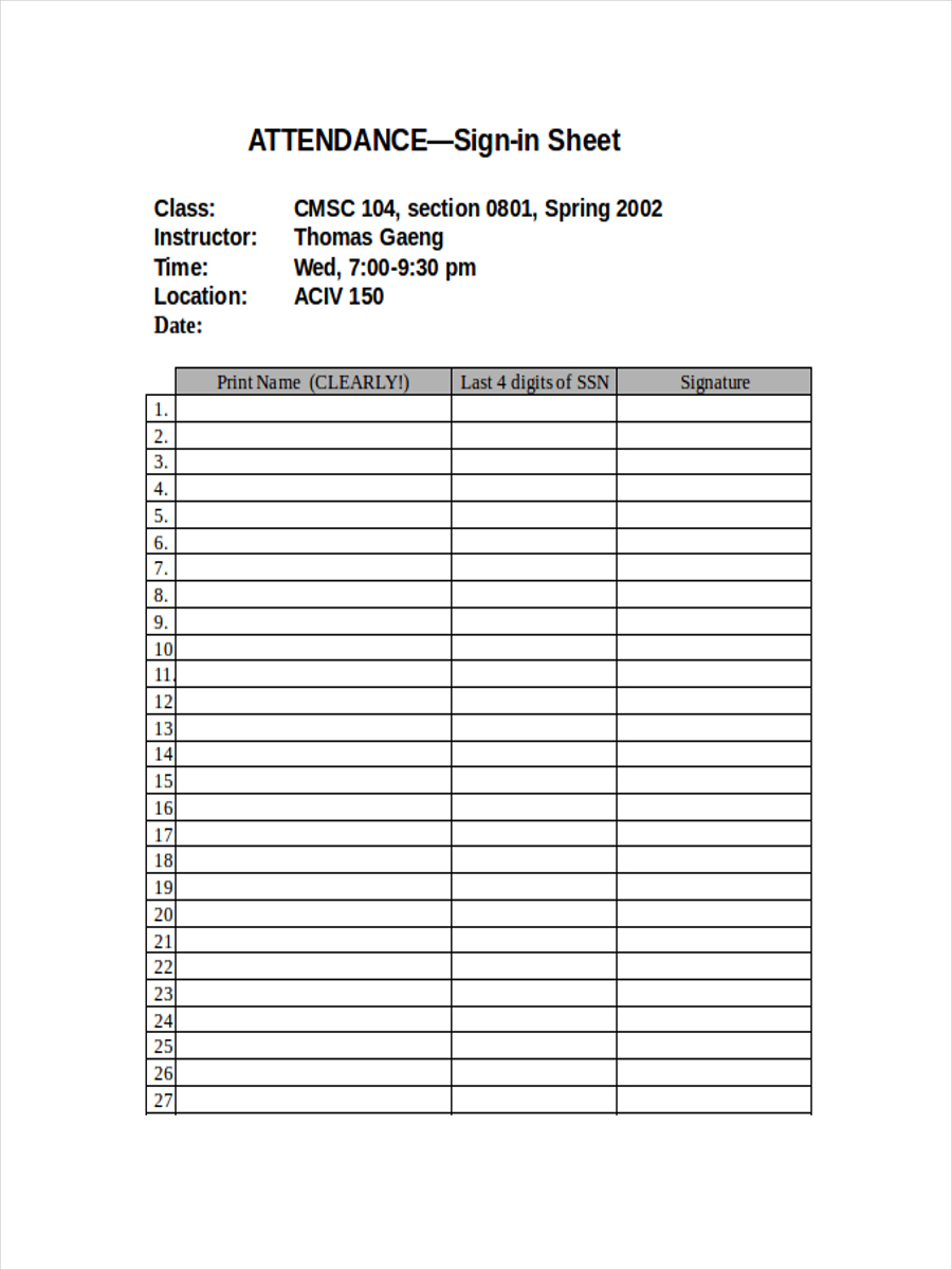 Sign In Sheet 17 Examples Format Word Pages Pdf Sign In Sheet 17 Examples Format Word Pages Pdf