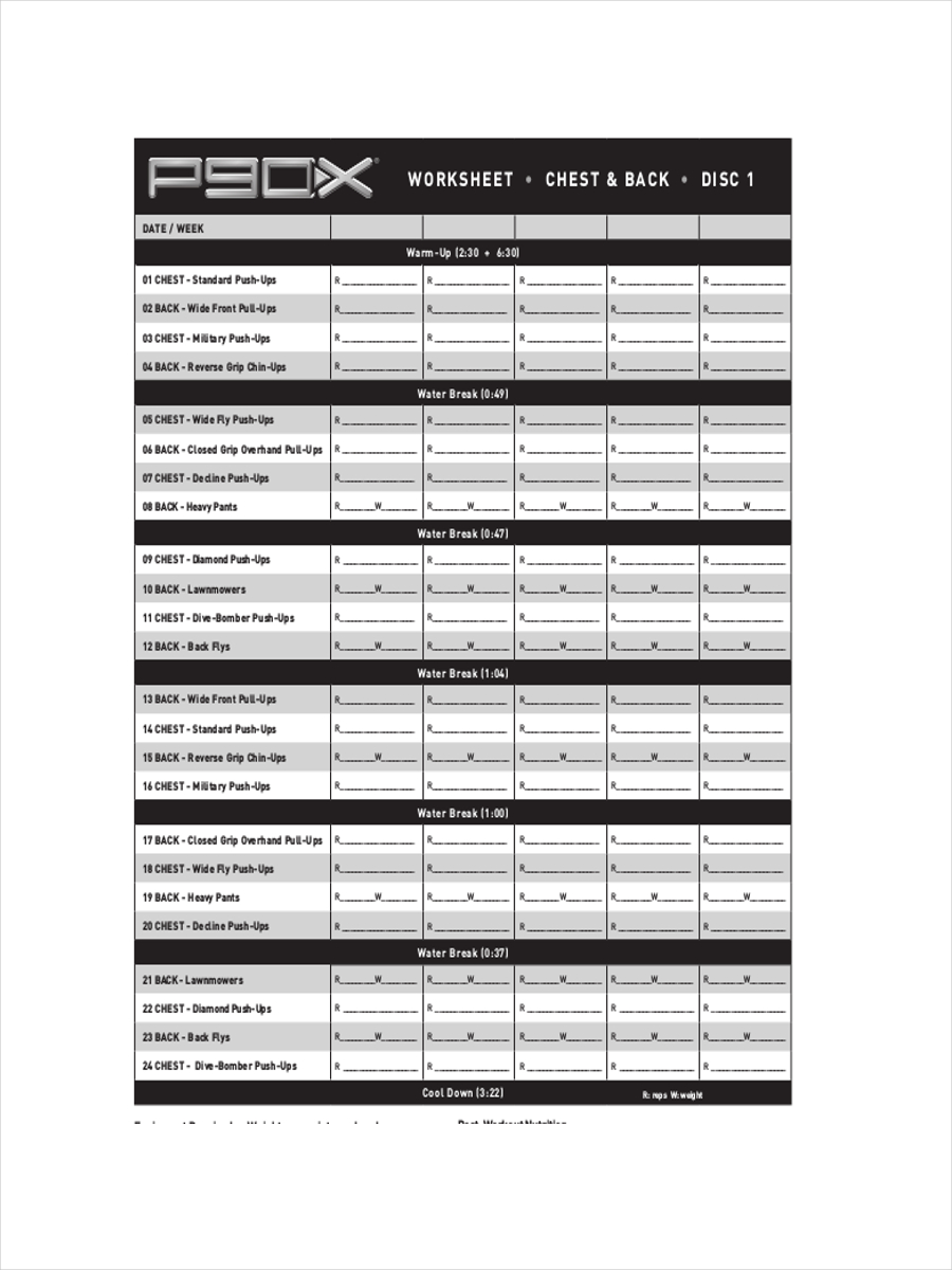 Workout Sheet - 6+ Examples, Format, Pdf | Examples