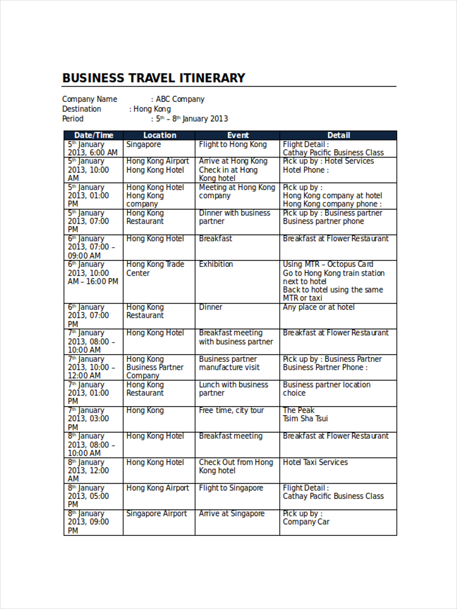 Travel Schedule Examples 6 In Google Docs Pages PDF MS Word Travel Schedule Examples 6 In Google Docs Pages PDF MS Word