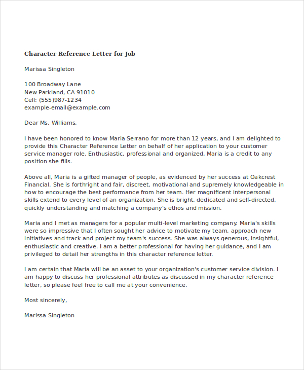 How To Write A Character Reference Letter For Coworker Infoupdate