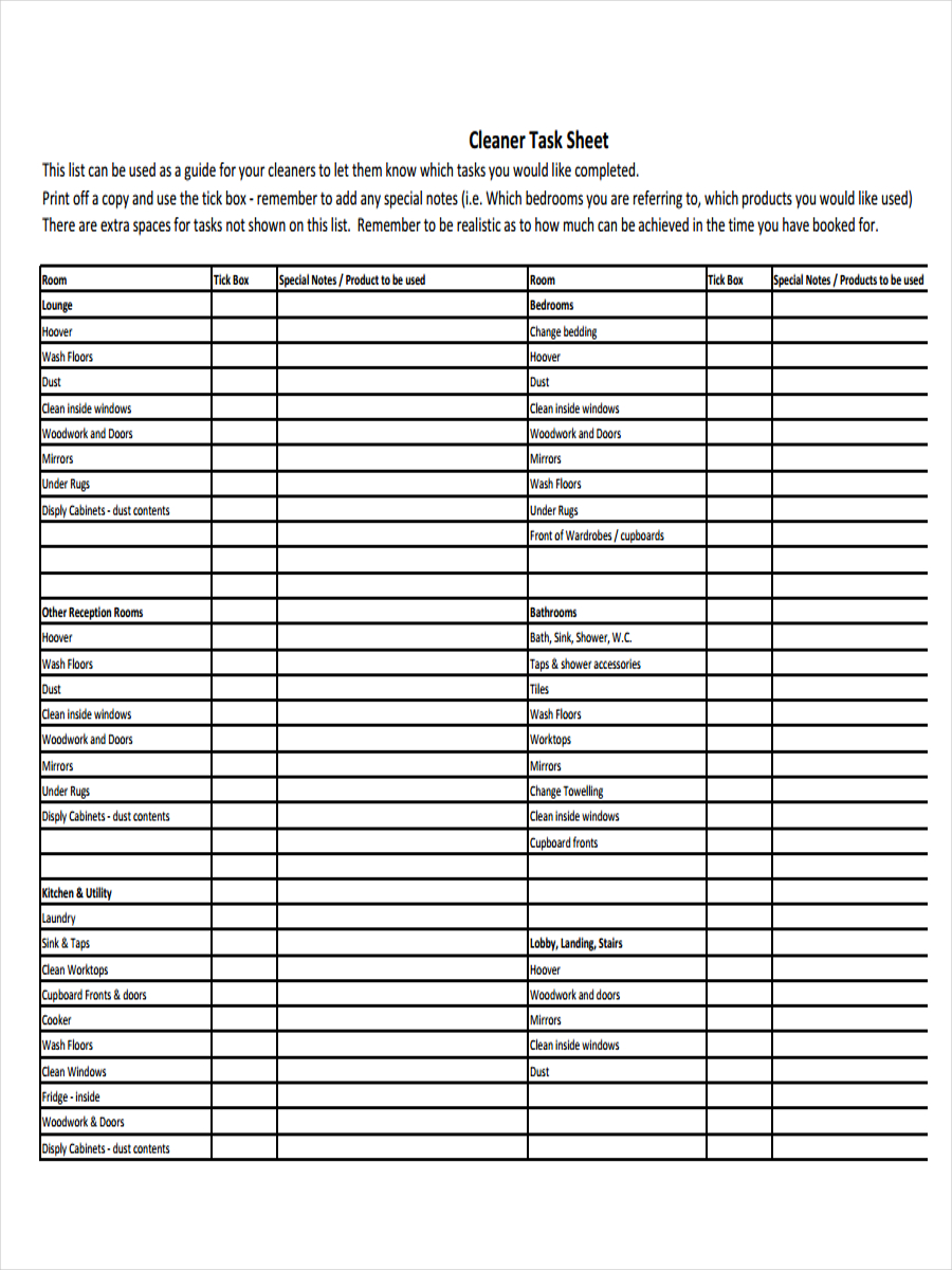 FREE 6 Task Sheet Examples Samples In PDF DOC Examples