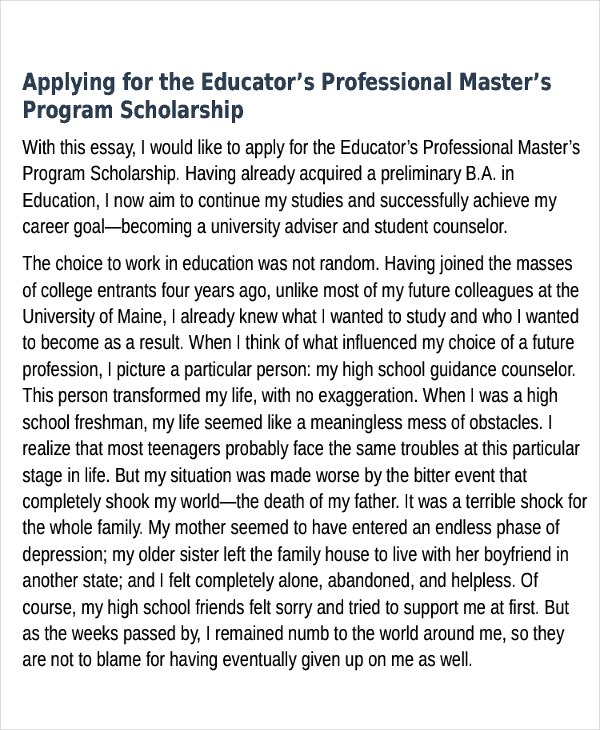 Scholarship Essay 20 Examples Format Pdf Examples