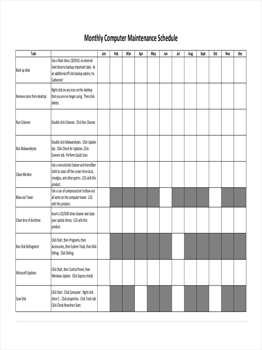 Maintenance Schedule Examples - 16+ Samples in Google Docs | Word ...