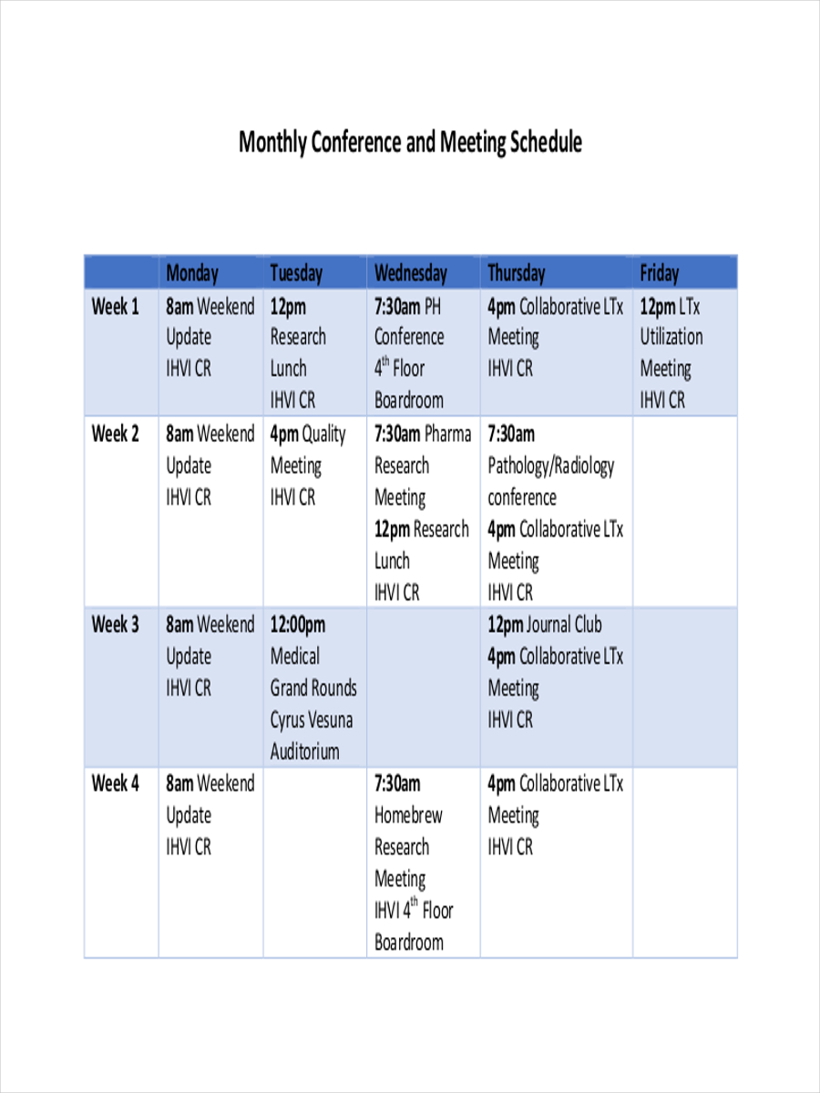 Google Sheets Schedule Template Free