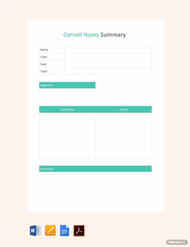 Cornell Note - 14+ Examples, Format, Pdf | Examples