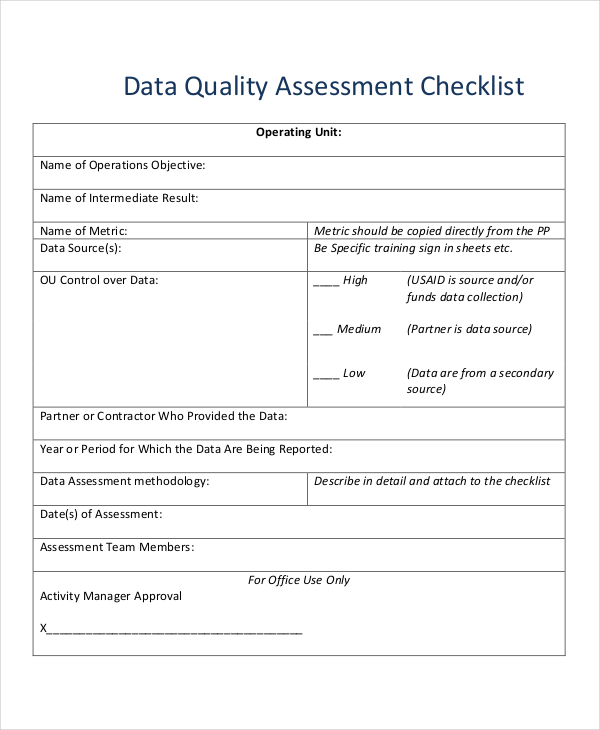 Quality Checklist 11 Examples Format Pdf Examples Quality Checklist 11 Examples Format Pdf Examples