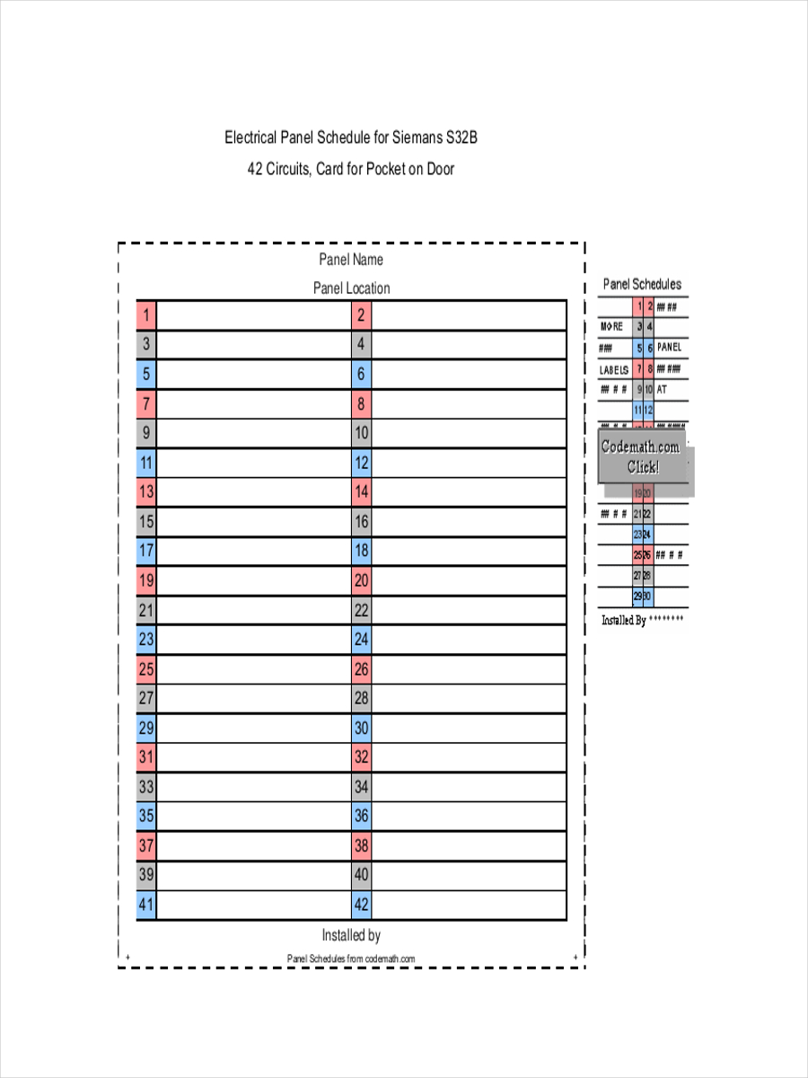 Panel Schedule 11 Examples Format Pdf Examples