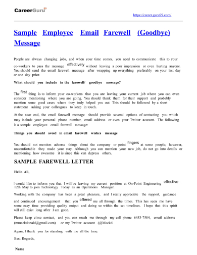 Goodbye Emails to Coworkers - 10+ Examples, Format, How to Write, Pdf