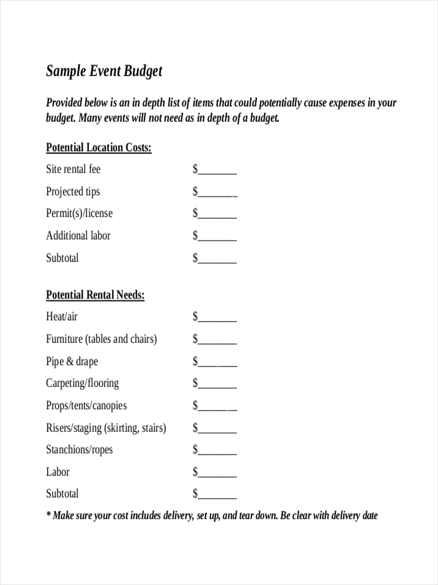 Event Order - 8+ Examples, Format, Pdf | Examples