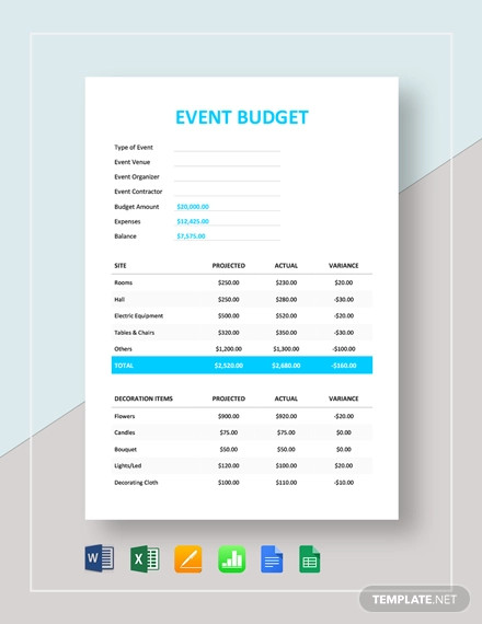 Event Budget Examples 19 In Google Docs Google Sheets MS Excel 