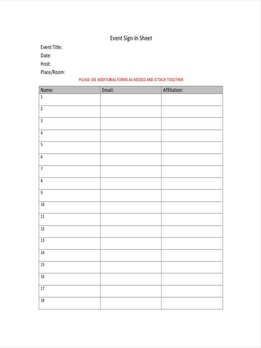 Sign-In Sheet - 17+ Examples, Format, Pdf | Examples