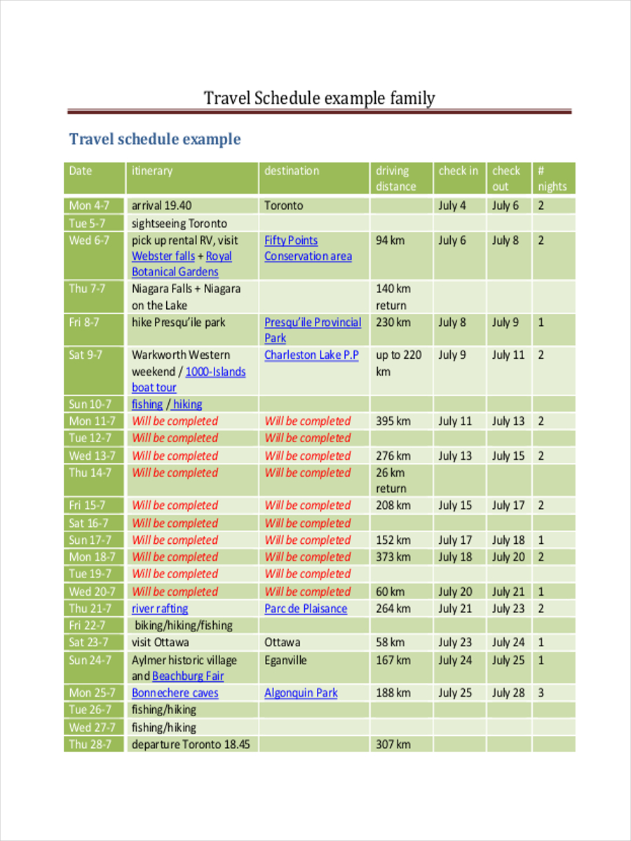 Travel Schedule Examples 6 In Google Docs Pages PDF MS Word Travel Schedule Examples 6 In Google Docs Pages PDF MS Word