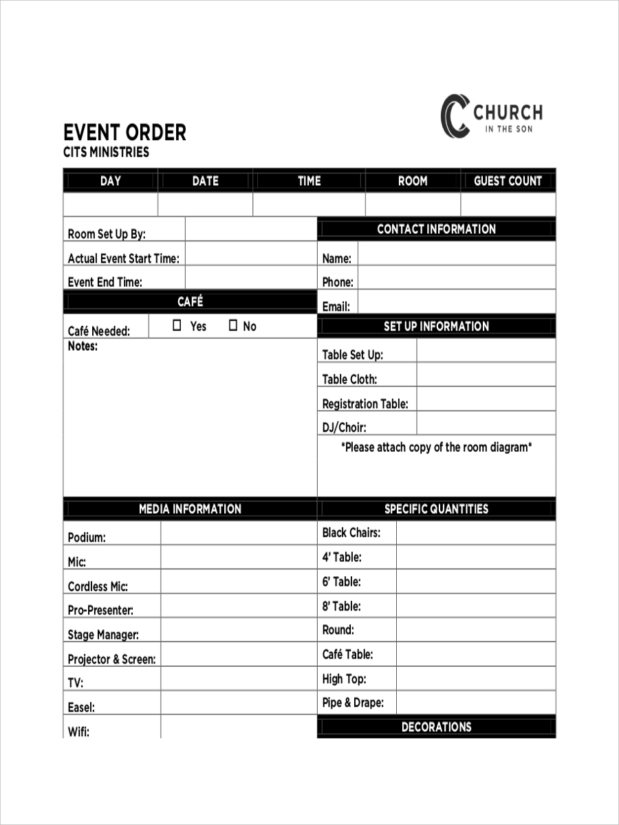 Banquet Event Order Template Excel Free
