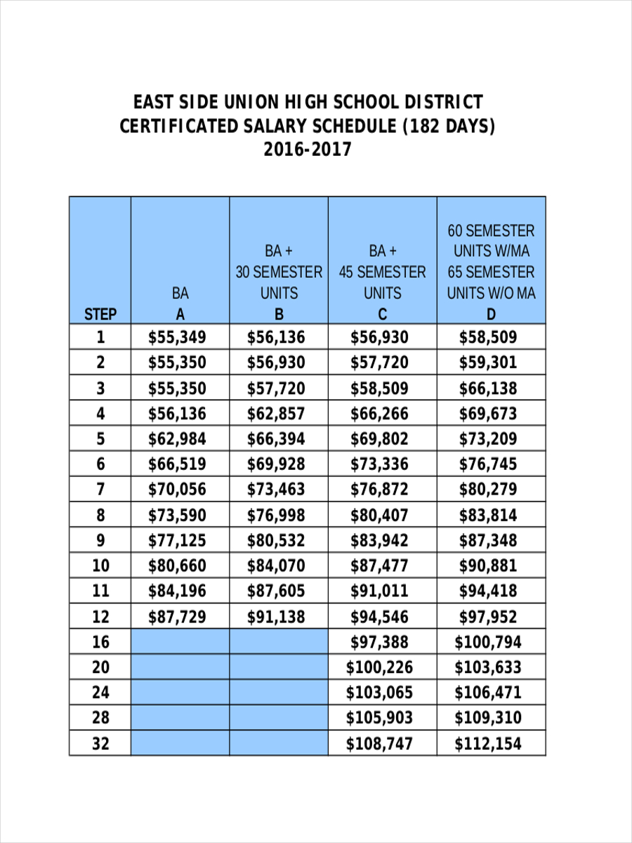 Salary Schedule Template