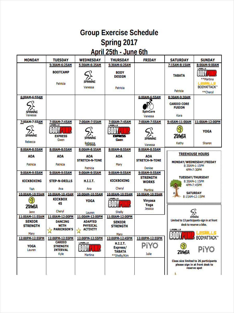Exercise Schedule Examples 7 Samples In PDF Google Docs Google 