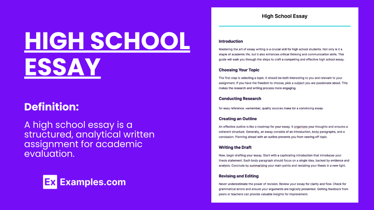 High School Essay - 10+ Examples, Format, Pdf | Examples