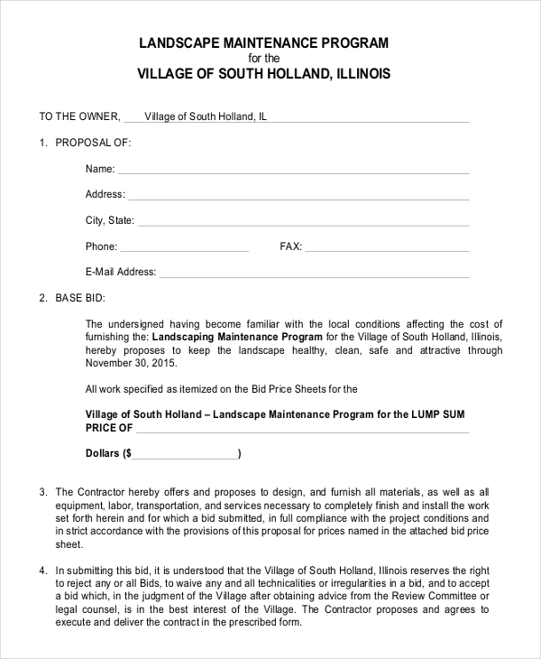 Landscaping Proposal Template Free
