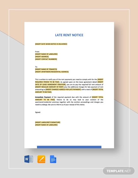 Late Rent Notice - 8+ Examples, Format, Pdf | Examples