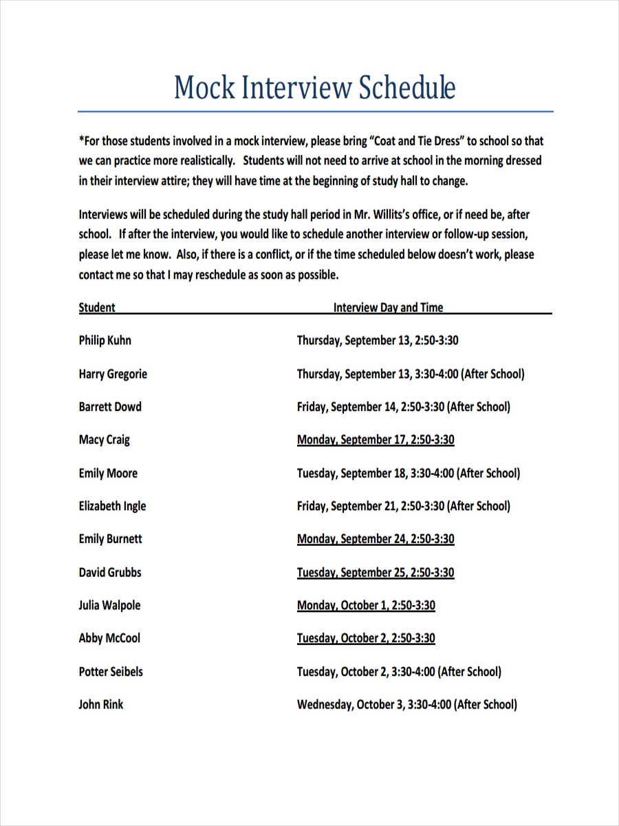 Interview Schedule 17 Examples Format Pdf Examples