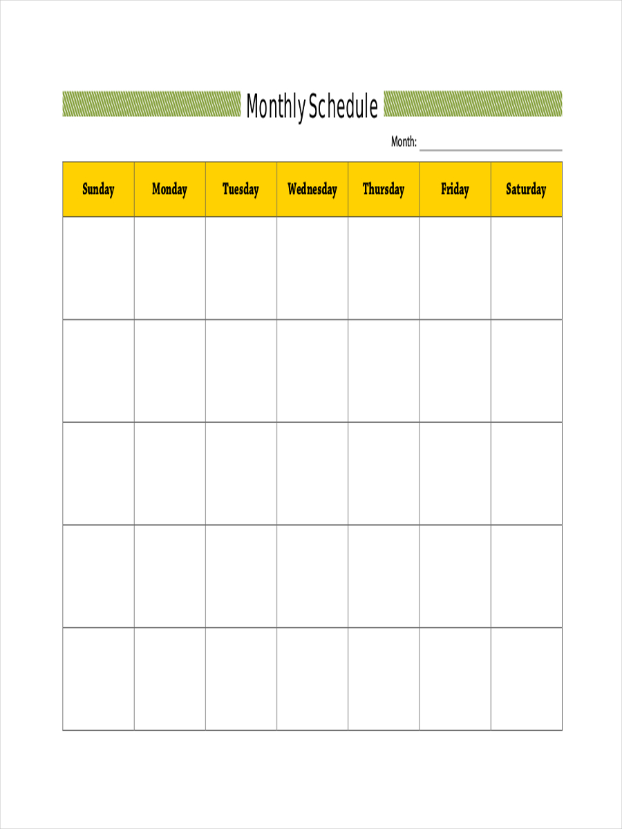Blank Schedule - 7+ Examples, Format, Pdf | Examples