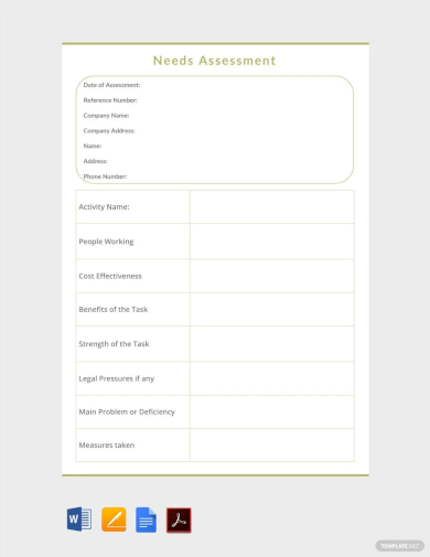 Needs Assessment Examples 38 In PDF DOC Examples