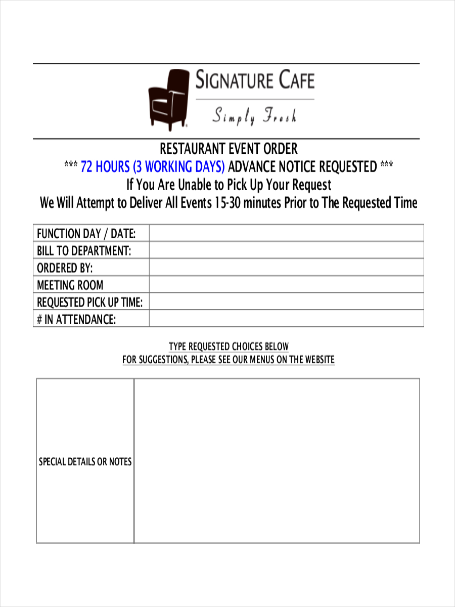 Event Order - 8+ Examples, Format, Pdf | Examples