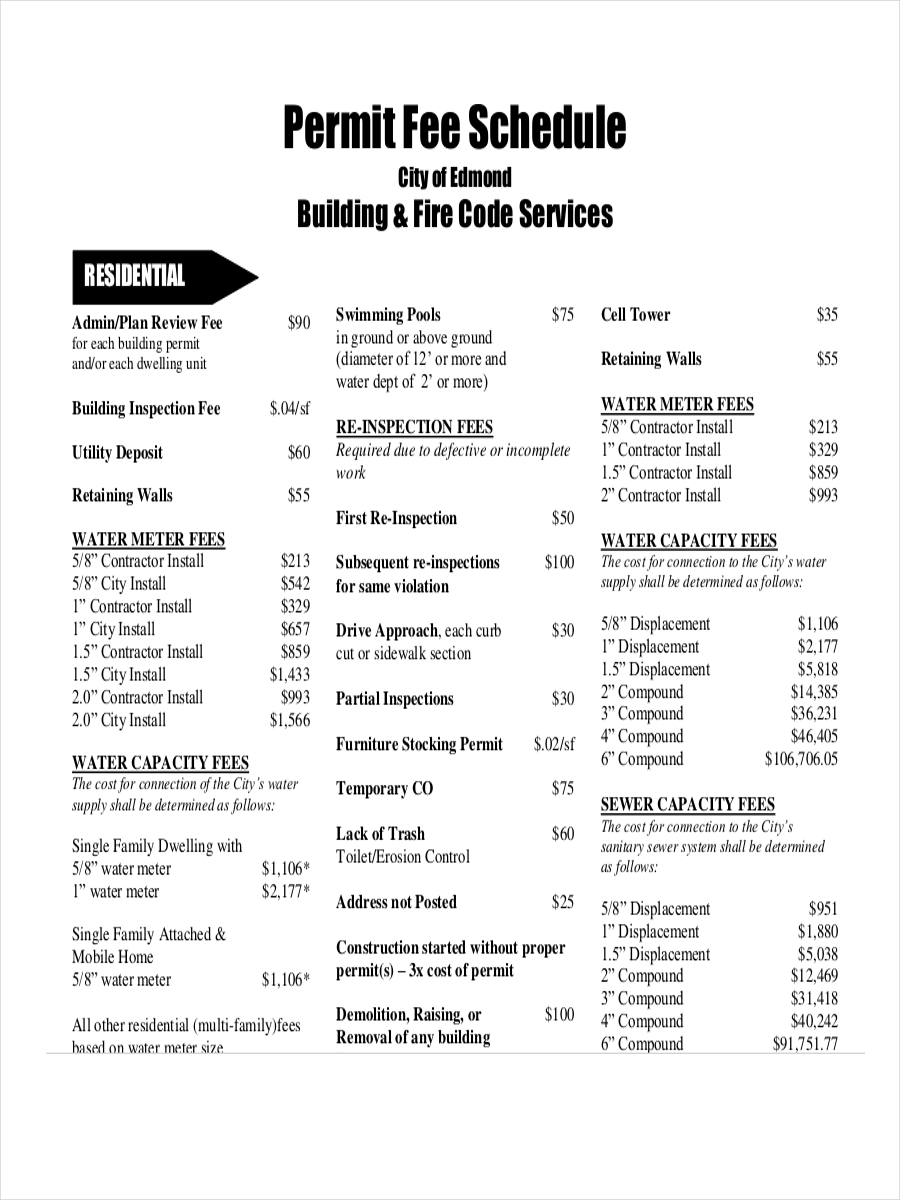 Fee Schedule - 7+ Examples, Format, Pdf | Examples