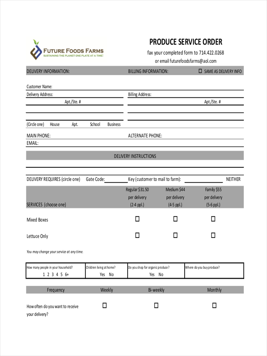 Service Order - 8+ Examples, Format, Pdf | Examples