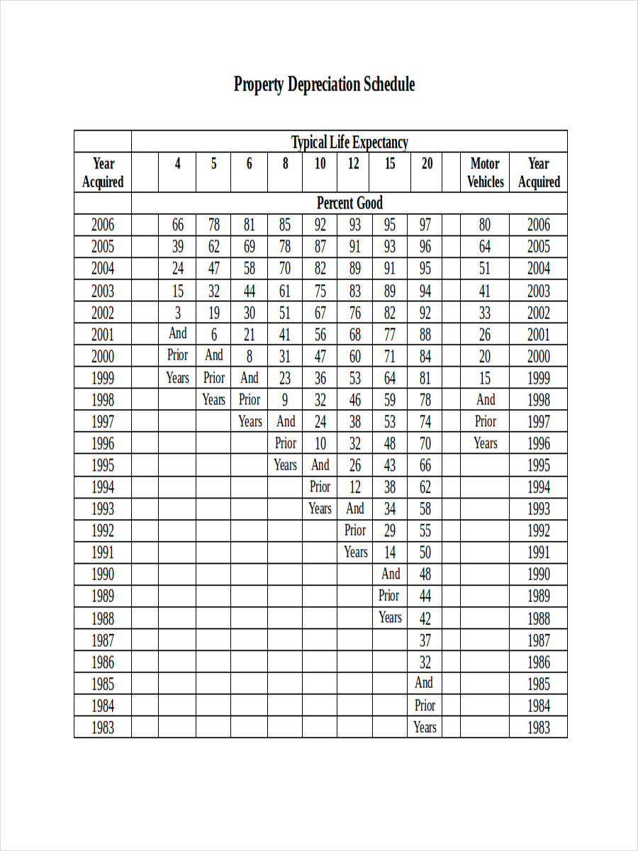 Depreciation Schedule - 6+ Examples, Format, Pdf | Examples