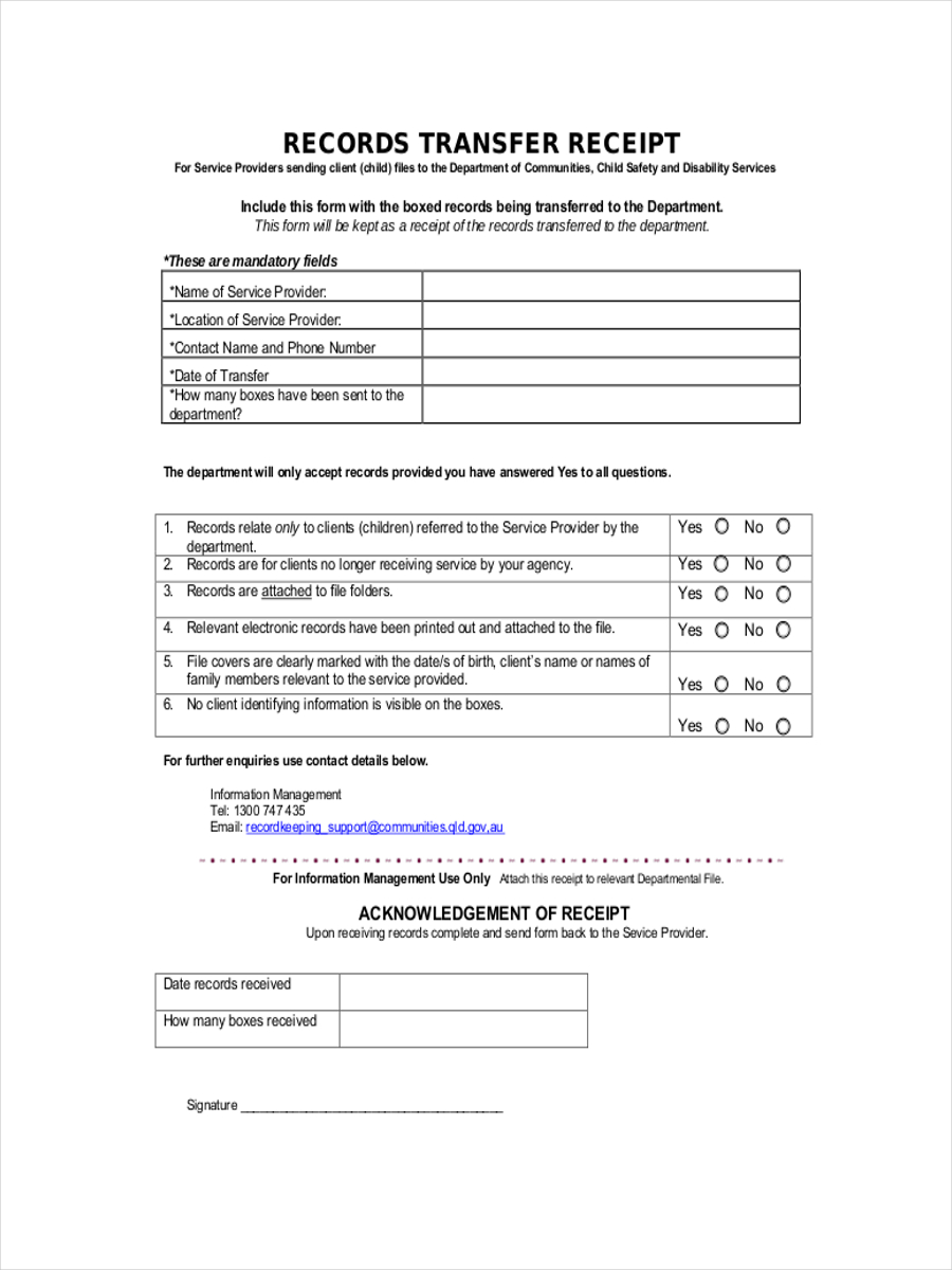 Transfer Receipt - 5+ Examples, Format, Pdf