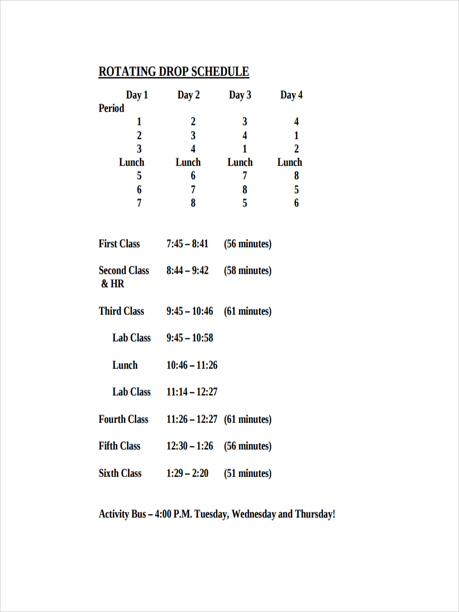 Rotation Schedule - 6+ Examples, Format, Pdf | Examples