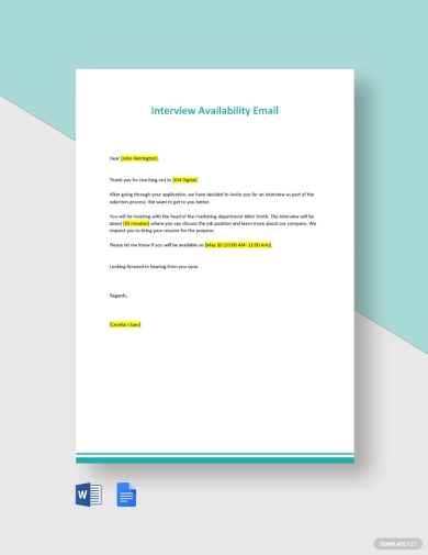 Interview Email - 22+ Examples, Format, Pdf | Examples