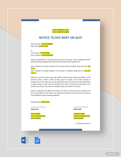 Notice to Quit - 14+ Examples, Format, Pdf | Examples
