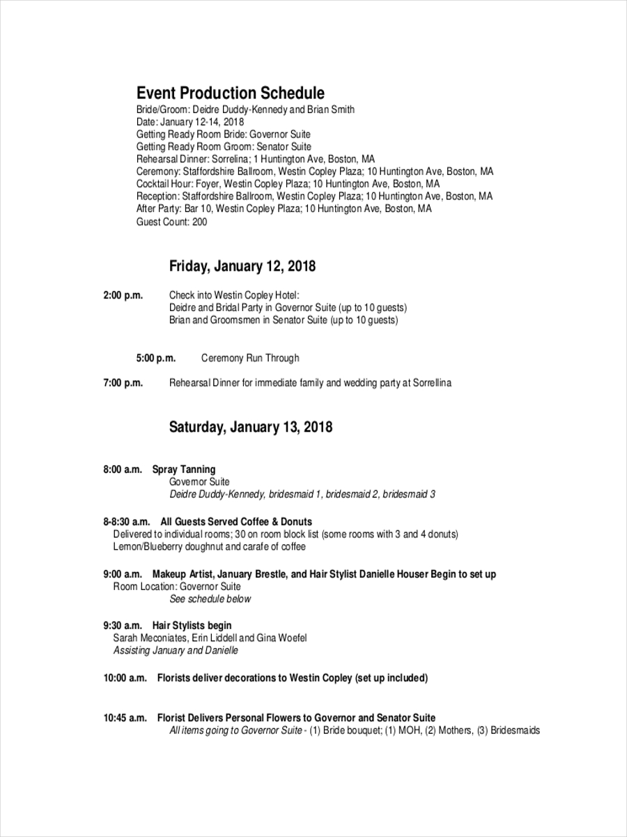 Production Schedule - 10+ Examples, Format, Pdf | Examples