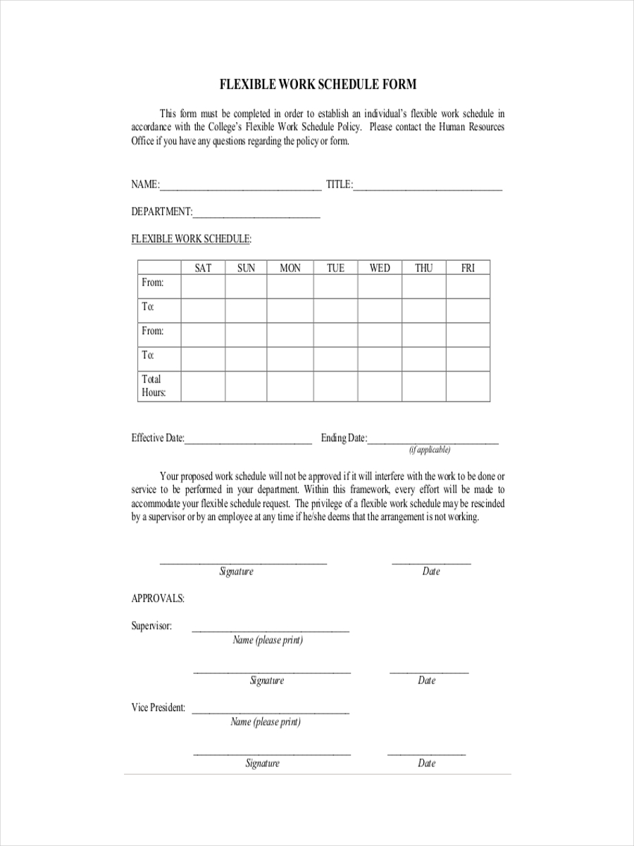 Work Schedule 15 Examples Format Pdf Examples