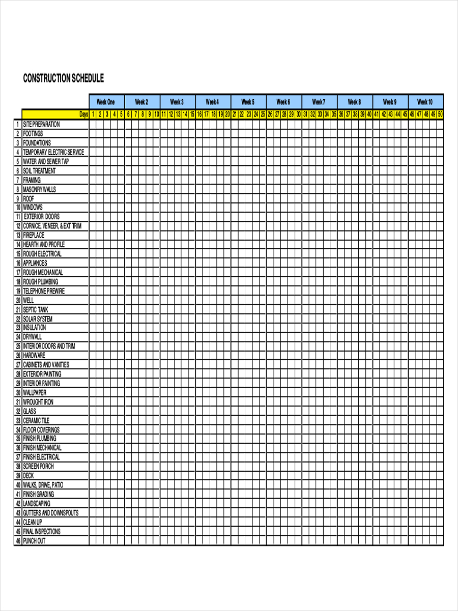 Residential Construction Schedule Template Elegant Construction My 