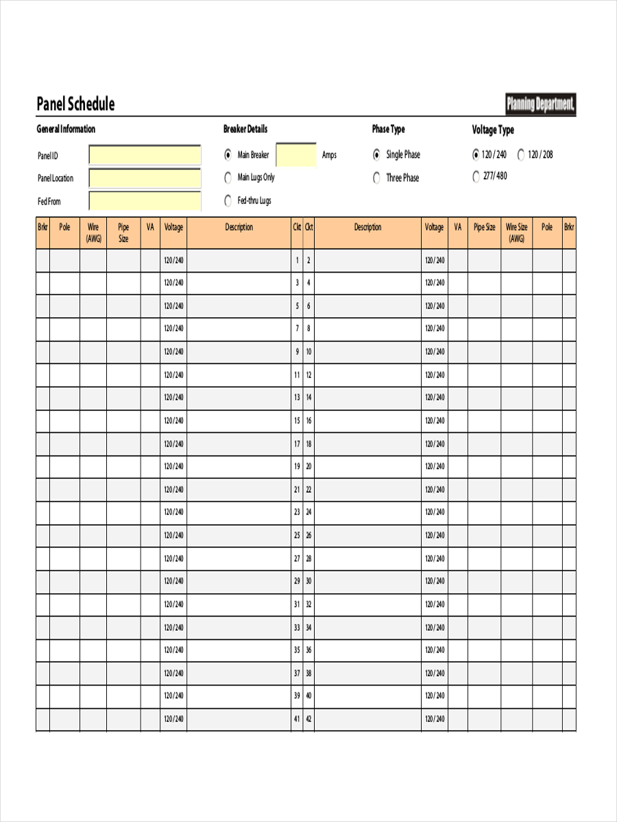 Panel Schedule 11 Examples Format Pdf Examples