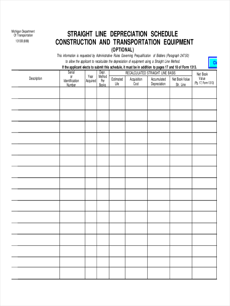 Depreciation Schedule - 6+ Examples, Format, Pdf | Examples