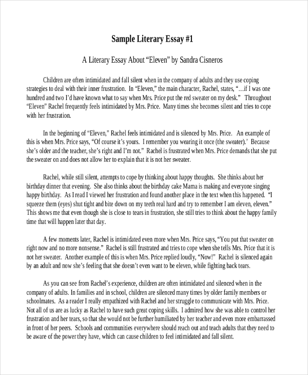 Literary Essay 7 Examples Format Pdf Examples
